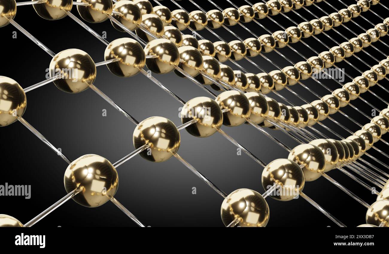 Abstract background with golden spheres - 3D illustration Stock Photo ...