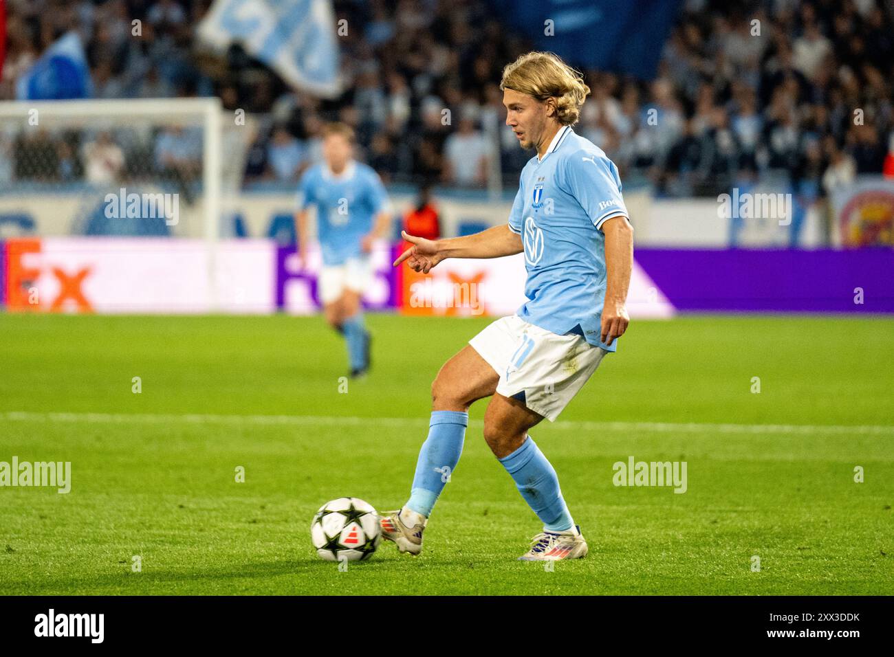 Malmoe, Sweden. 21st, August 2024. Sebastian Nanasi (11) of Malmo FF ...