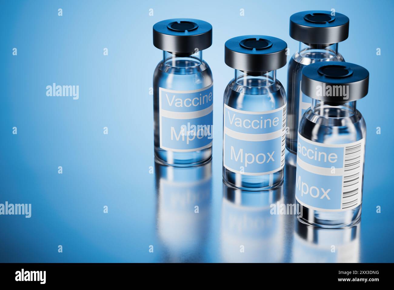 Three medical vials on a blue background. Each vial has the words ...