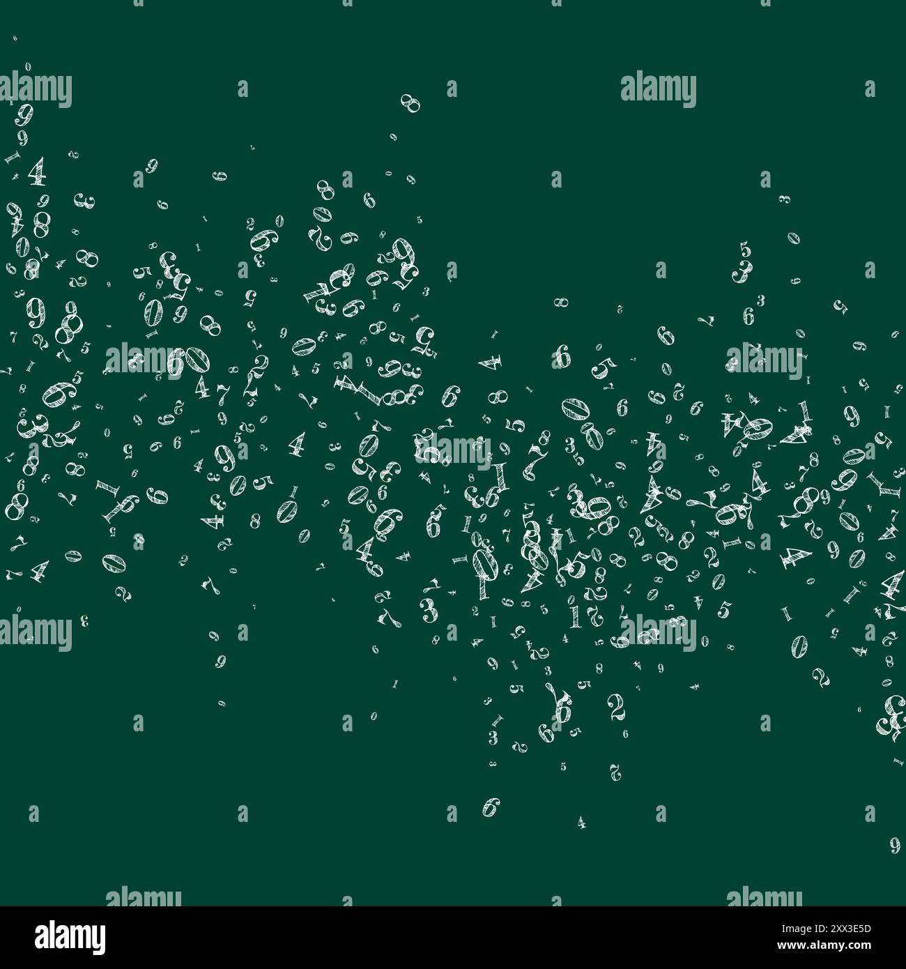 School math notebook cover. White chalk numbers floating in the air ...