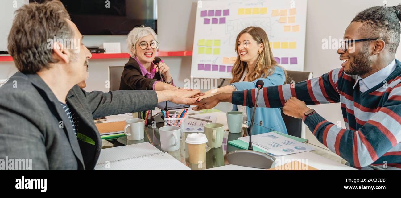 Diverse group of professionals engaging in a creative brainstorming ...