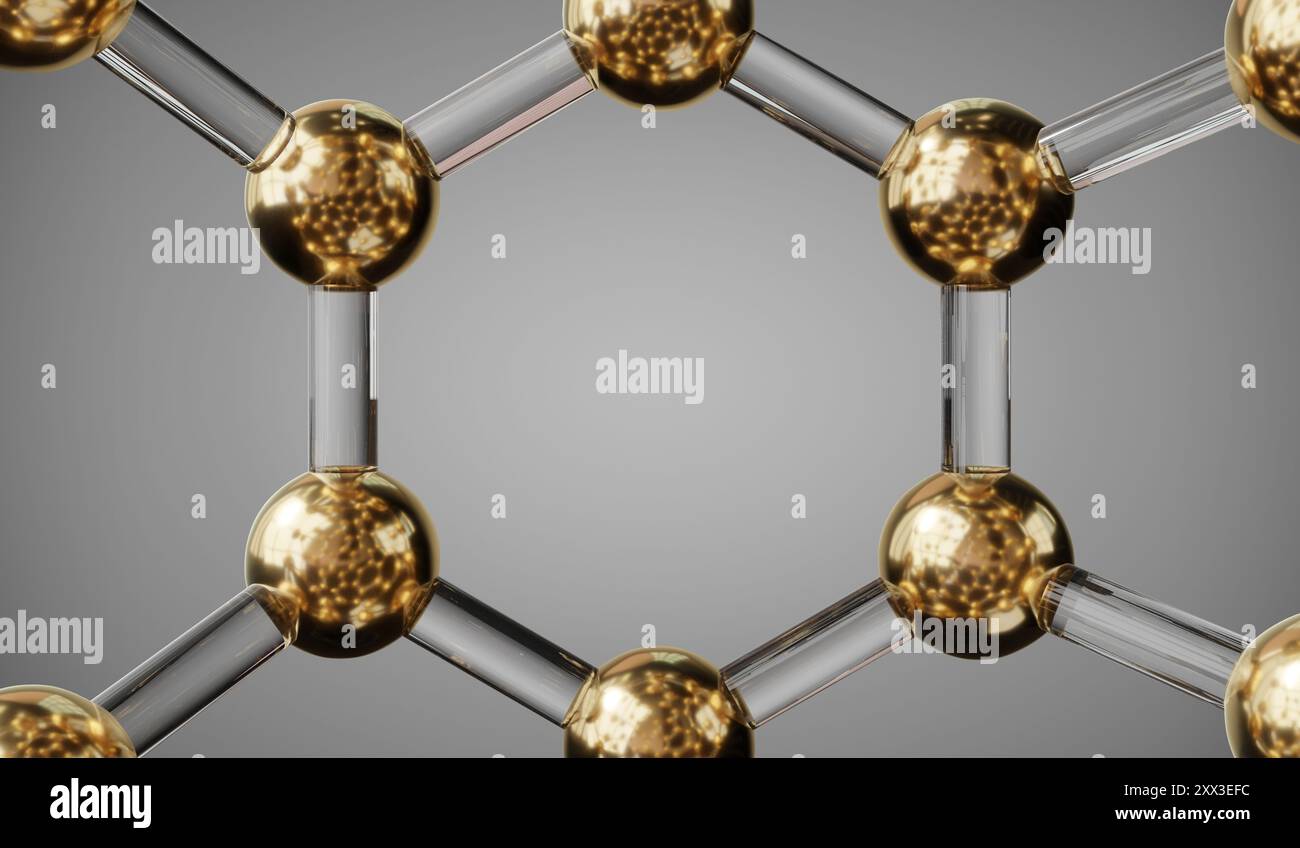 Geometrical structure with golden spheres - 3D illustration Stock Photo ...