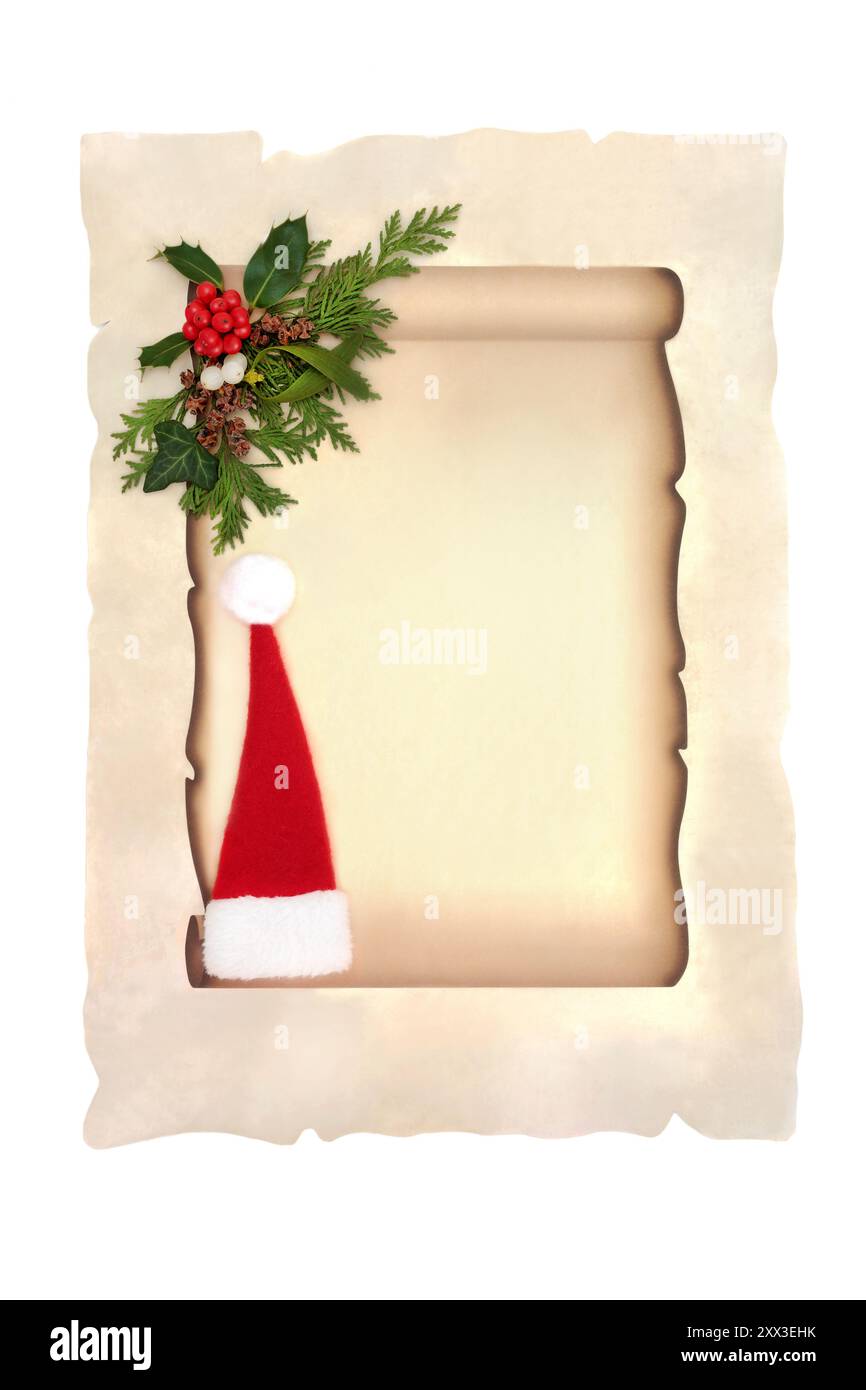 Christmas Eve parchment paper Scroll for letter to Santa Claus with red ...