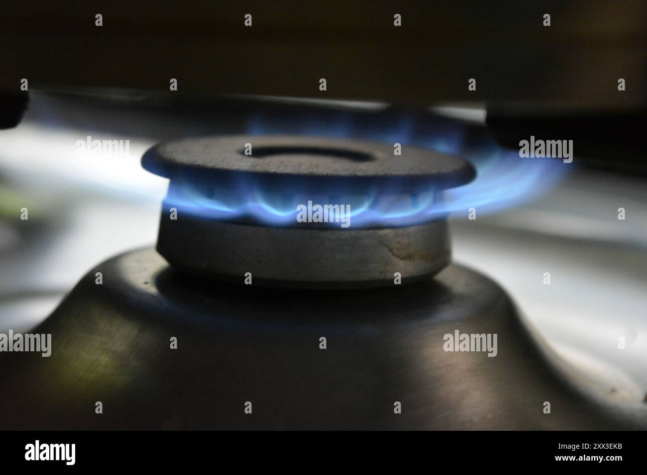 Food, cooking, household gas, fire from a household, gray burner Stock ...