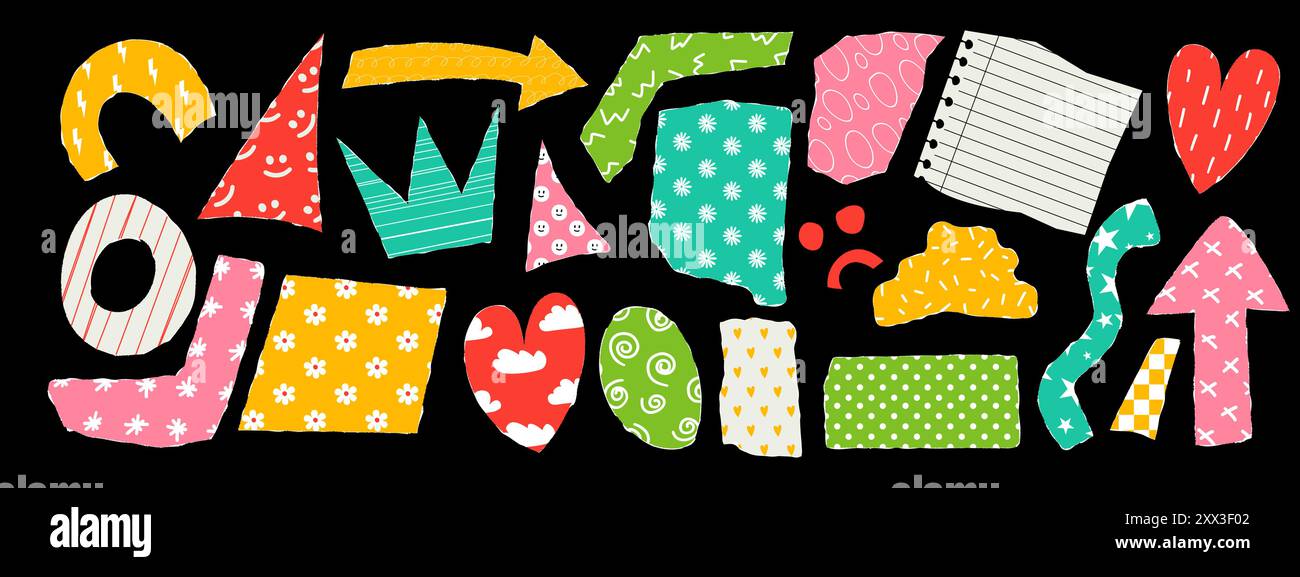 Torn paper frames with jagged edges. Design elements with funny pattern ...