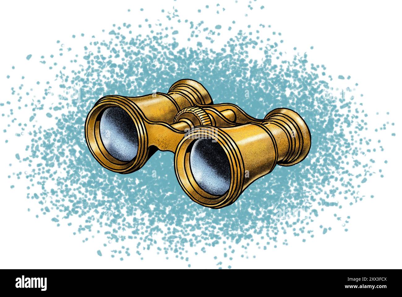 A handmade drawing with a steampunk retro binoculars Stock Photo - Alamy