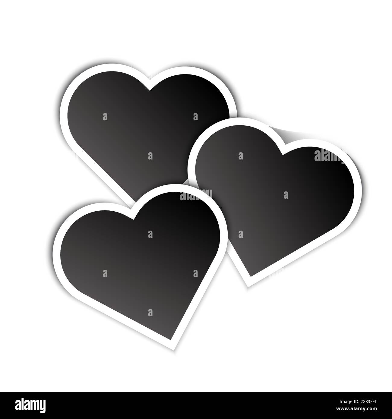 Three black heart icons. Overlapping gradient shapes with white ...