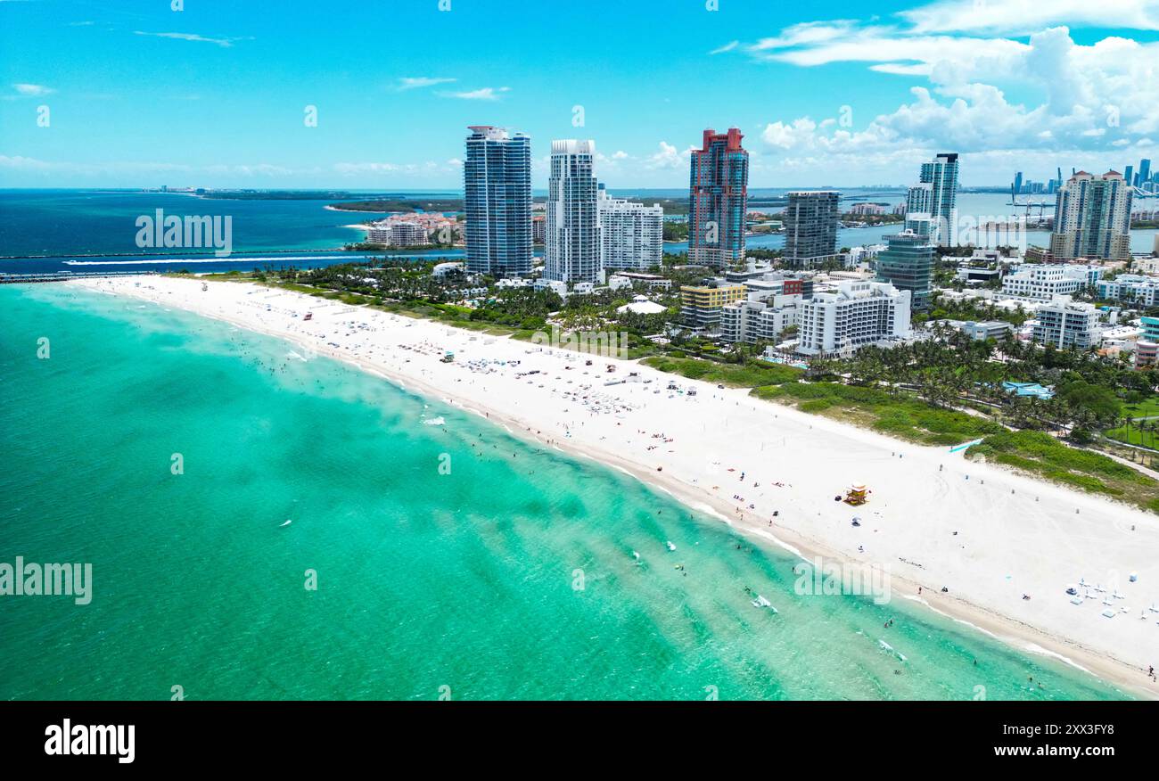 Aerial view of South Pointe Park. Miami Beach. Florida. USA. Weekend in ...