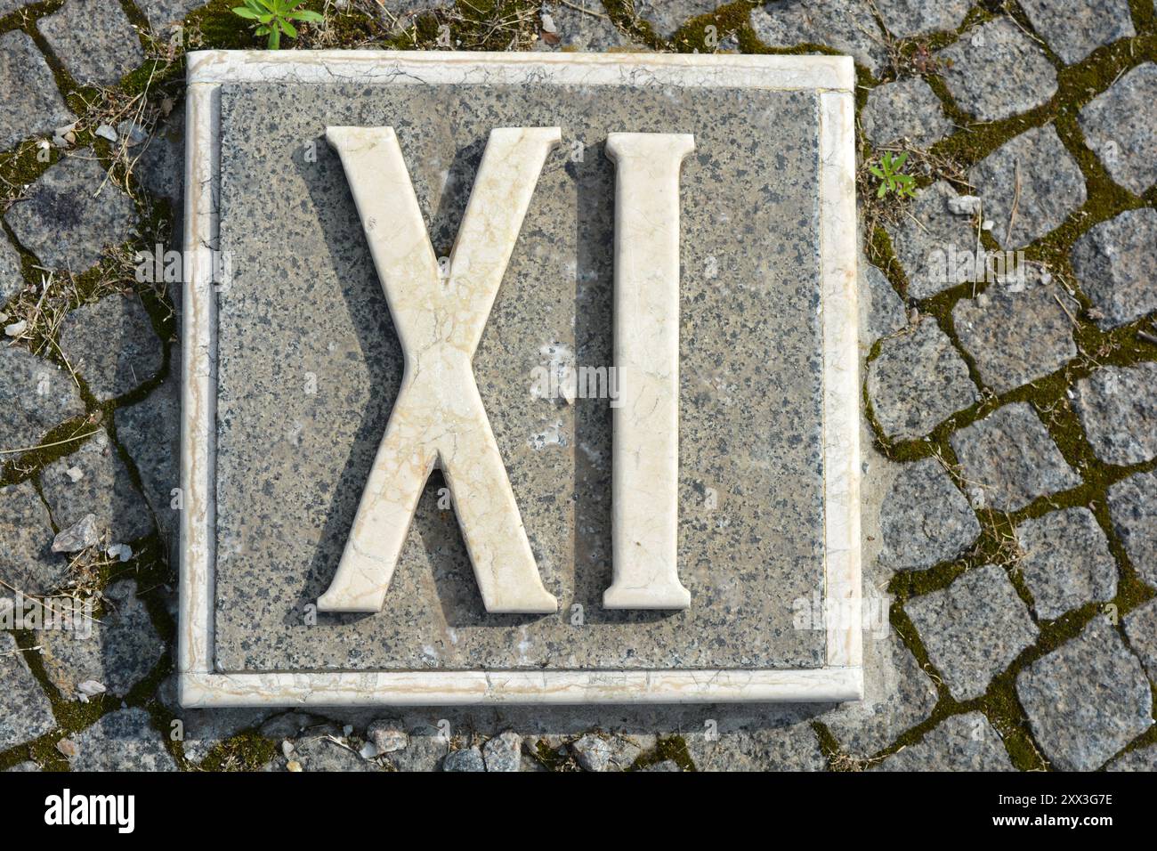 Building materials, memorials, white inscriptions in gray, brown ...