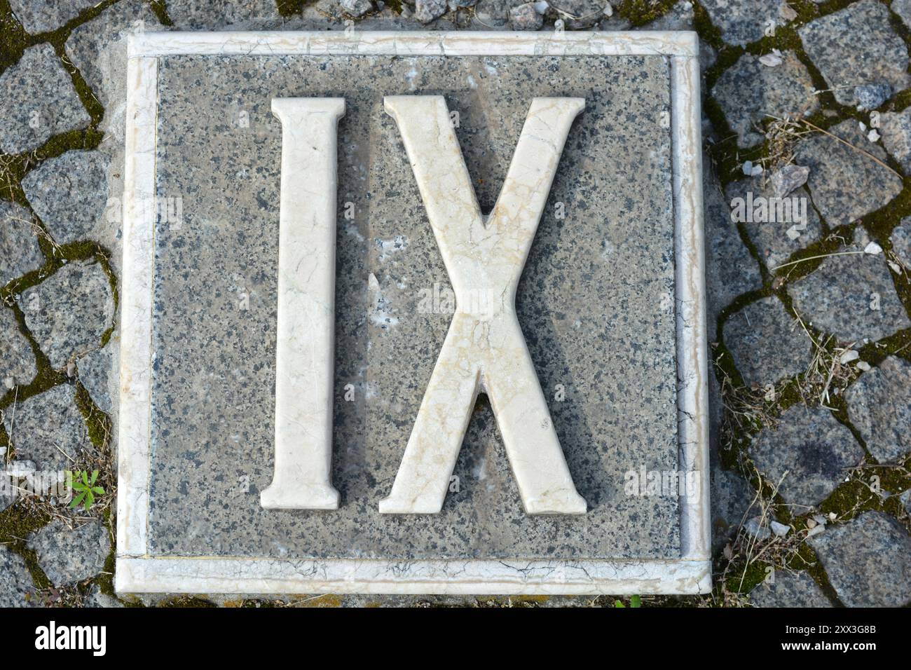 Building materials, memorials, white inscriptions in gray, brown ...