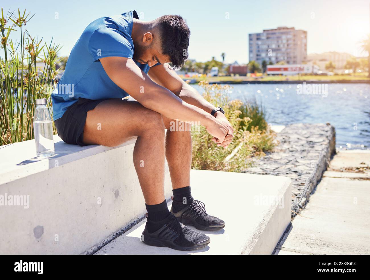 Sad athlete tired resting in hi-res stock photography and images - Alamy