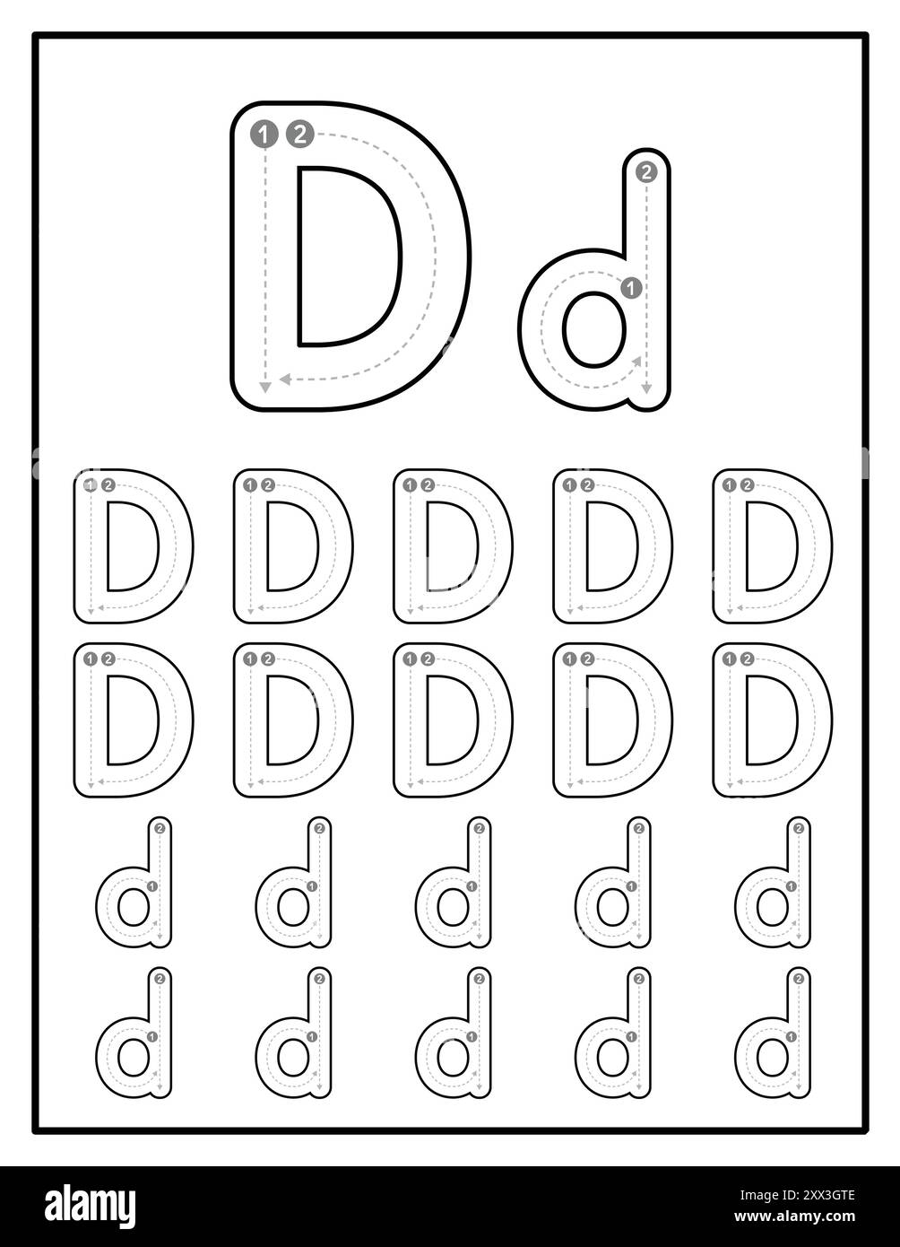 Alphabet Tracing Worksheets for Kids With Uppercase and Lowercase Letter Practice Pages Letter D ...