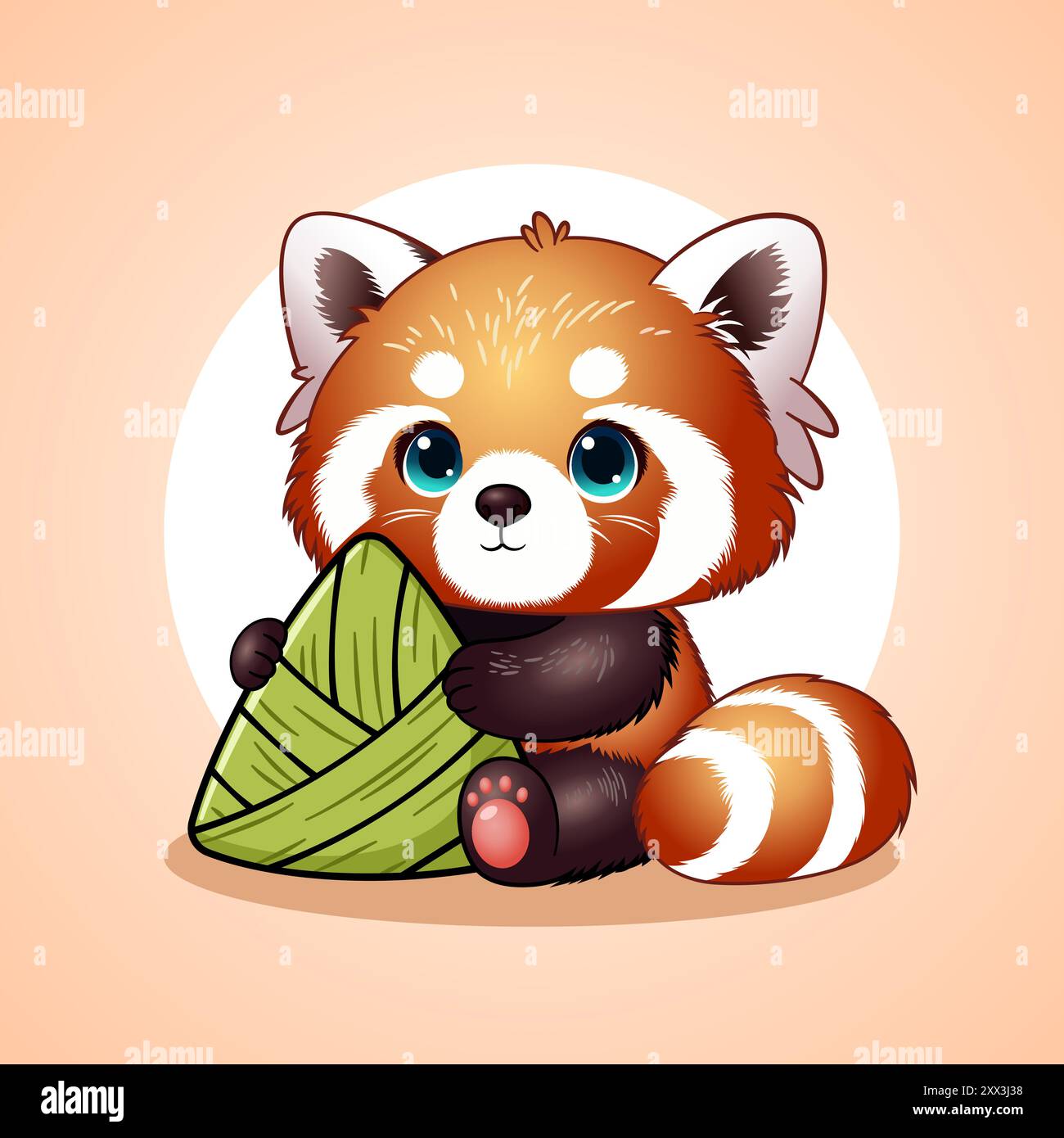 Cute Red Panda Holding Chinese Dragon Boat Festival Rice Dumpling Stock ...
