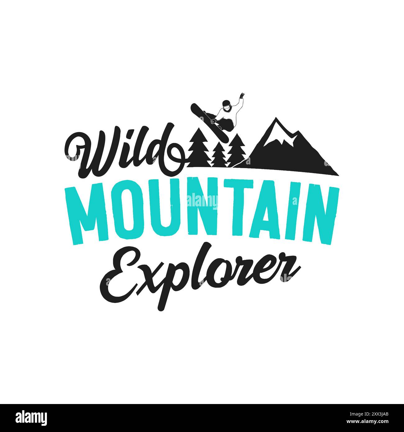 Snowboard logo design graphics. Wild mountain explorer label. Winter ...