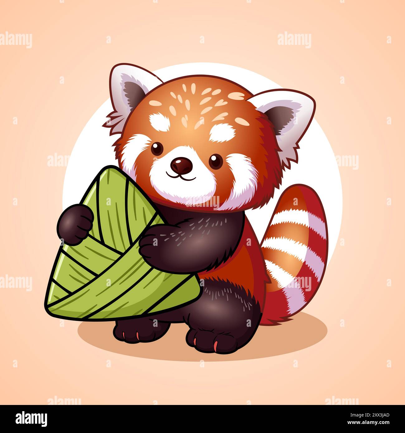 Cute Red Panda Holding A Big Chinese Dragon Boat Festival Rice Dumpling ...