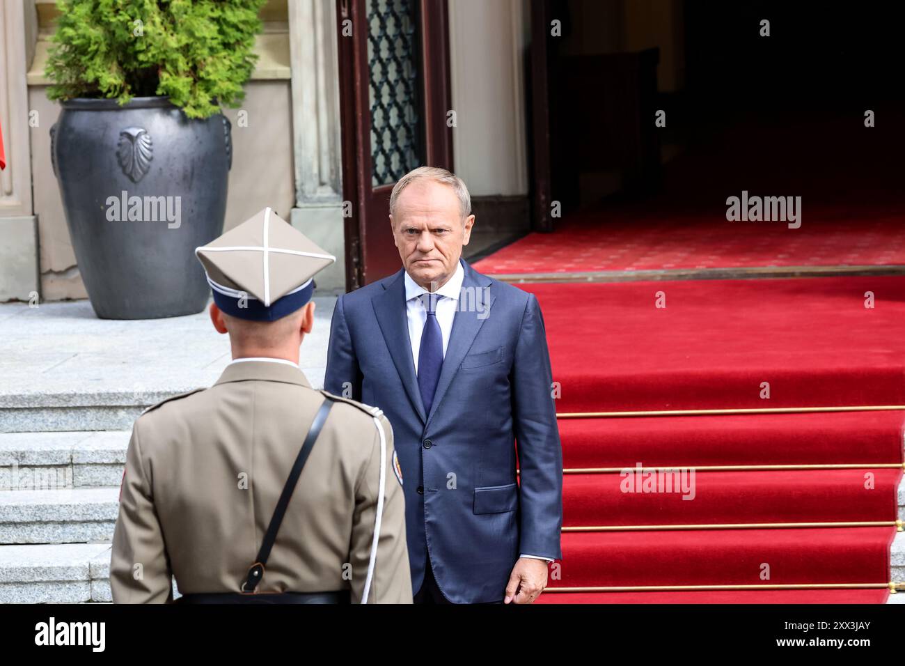 Warsaw, Poland. 22nd Aug, 2024. Prime Minister of Poland, Donald Tusk arrives to welcome Prime ...