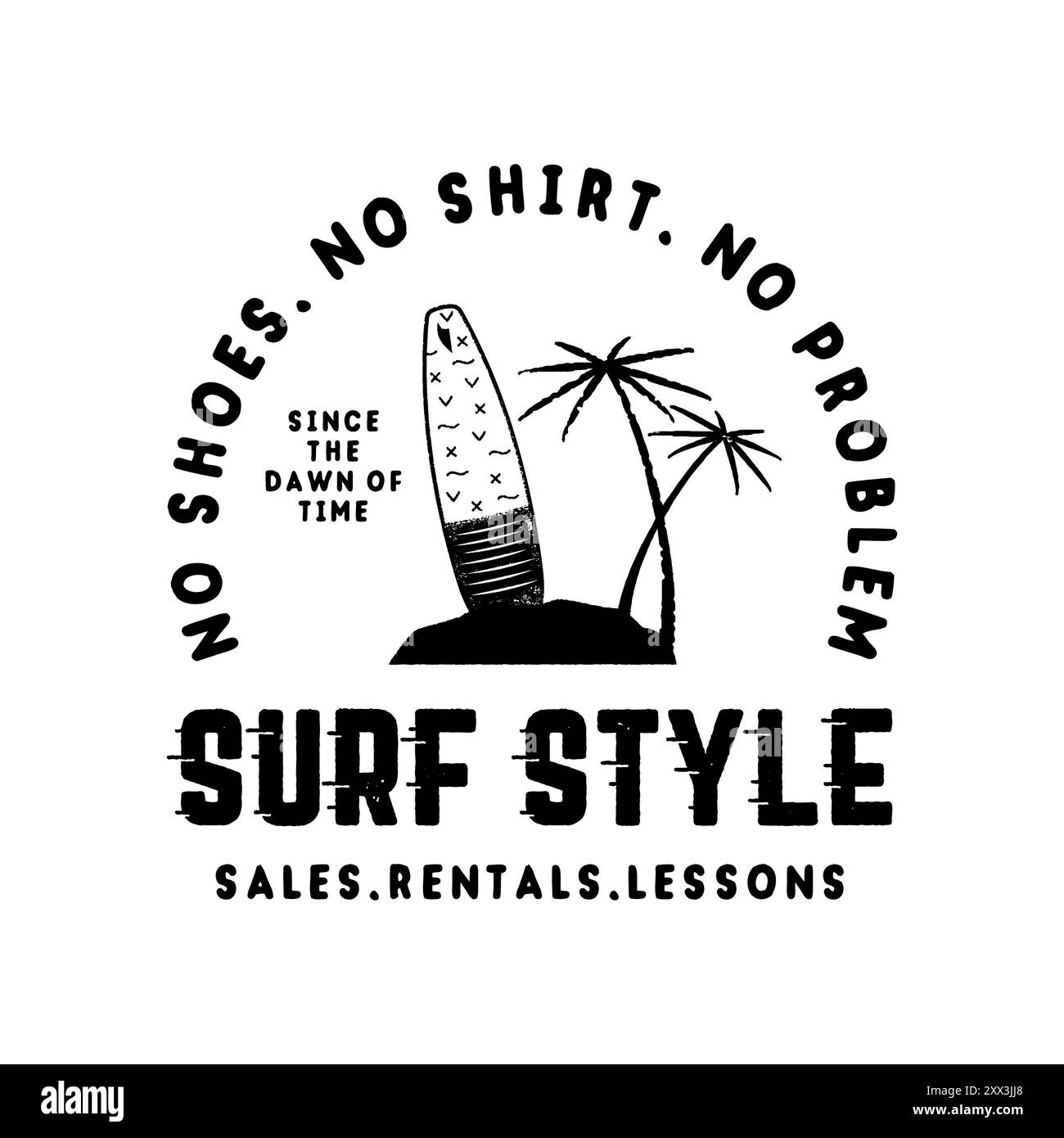 Vintage Surfing Silhouette Graphics Emblem for web design or print ...