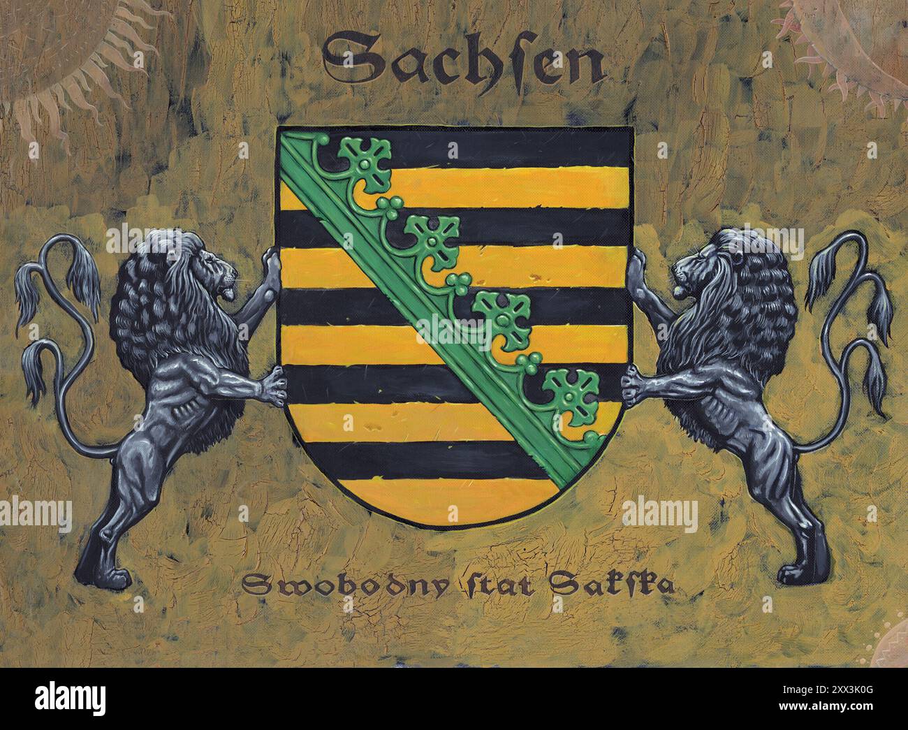 Stylized handmade illustration with the coat of arms of the German ...