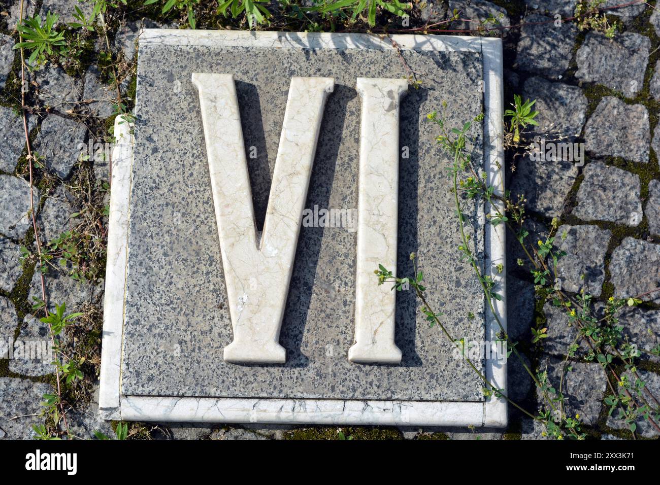 Building materials, memorials, white inscriptions in gray, brown ...