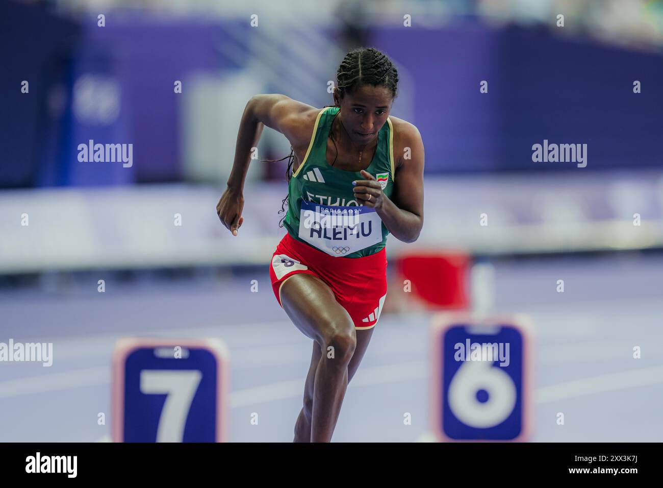 Habitam Alemu participating in the 1500 meters at the Paris 2024 ...