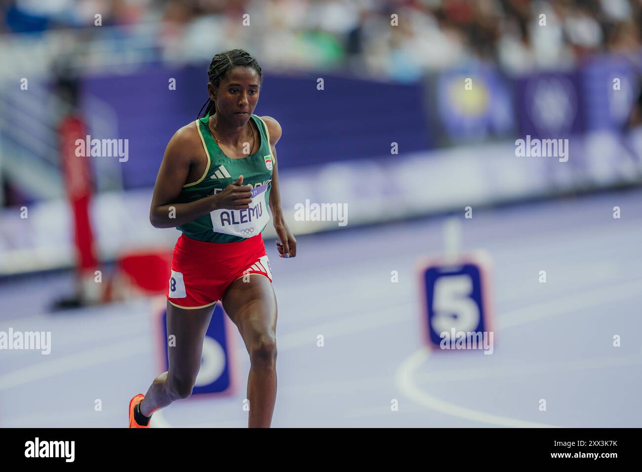 Habitam Alemu participating in the 1500 meters at the Paris 2024 ...