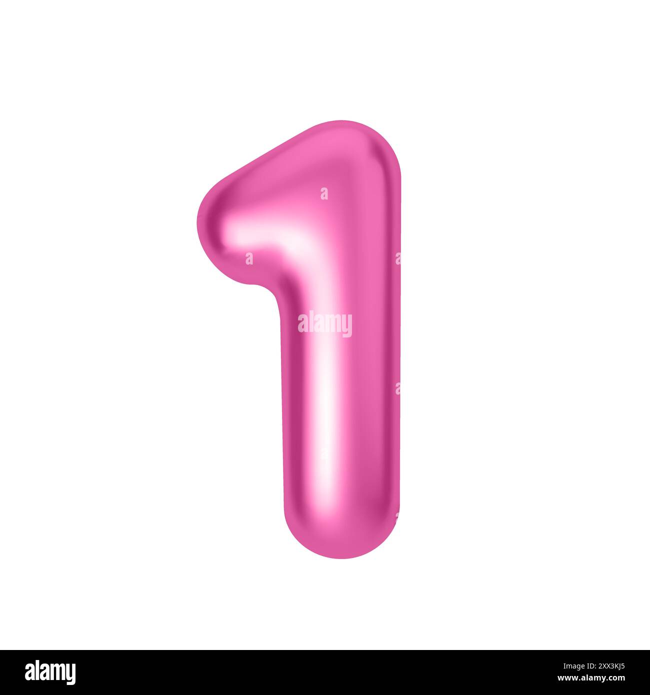 Pink metallic number 1. Foil and latex balloon number One in 3d style ...