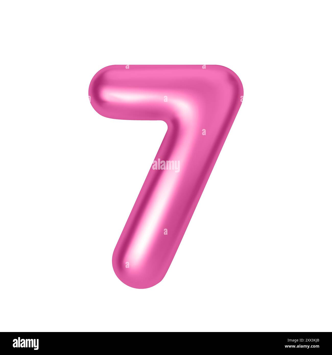 Pink metallic number 7. Foil and latex balloon number seven in 3d style ...