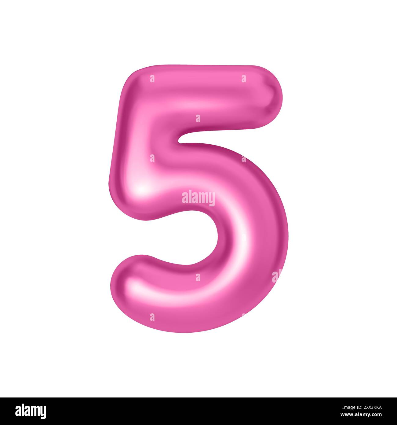 Pink metallic number 5. Foil and latex balloon number five in 3d style ...
