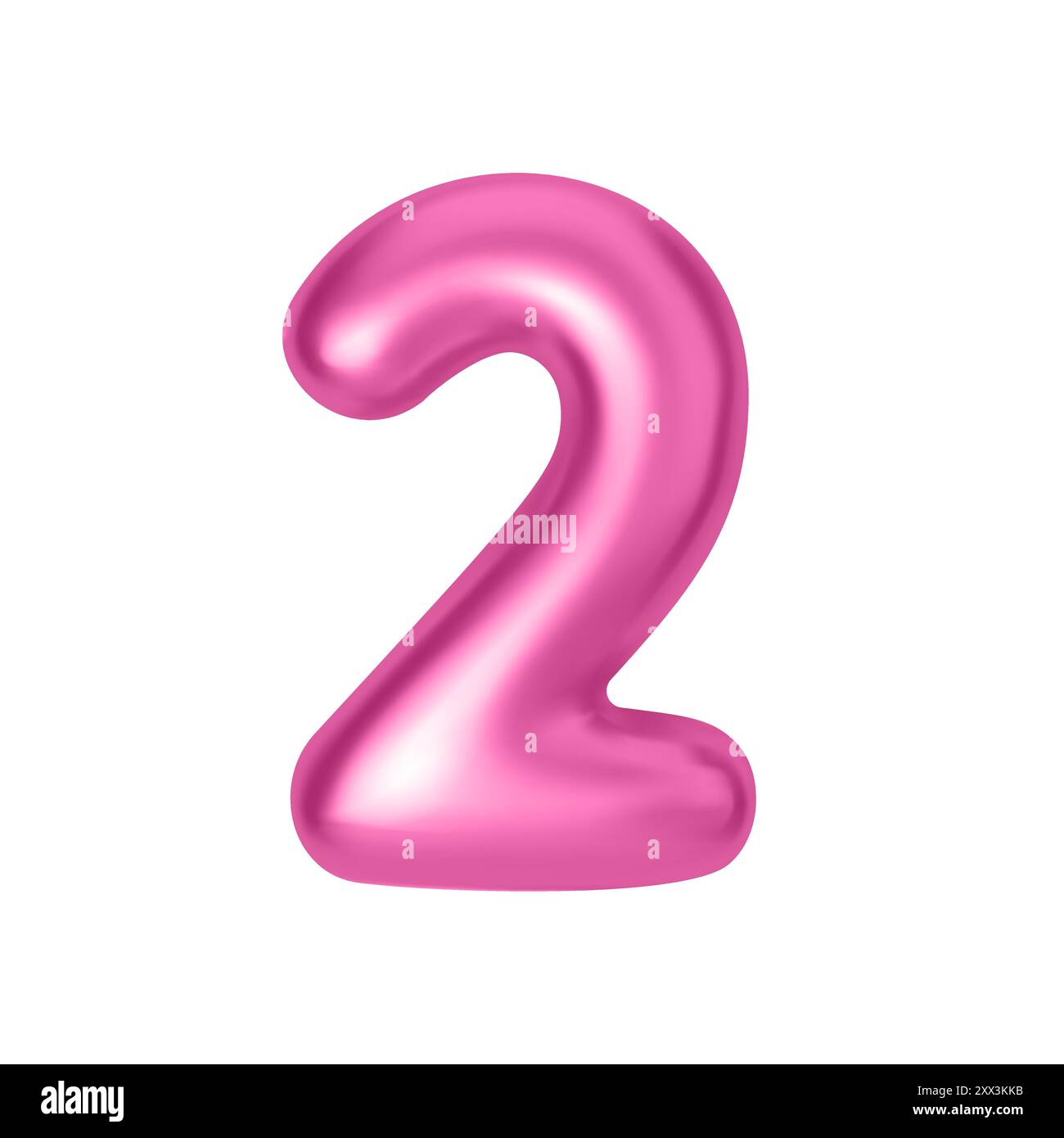 Pink metallic number 2. Foil and latex balloon number two in 3d style ...