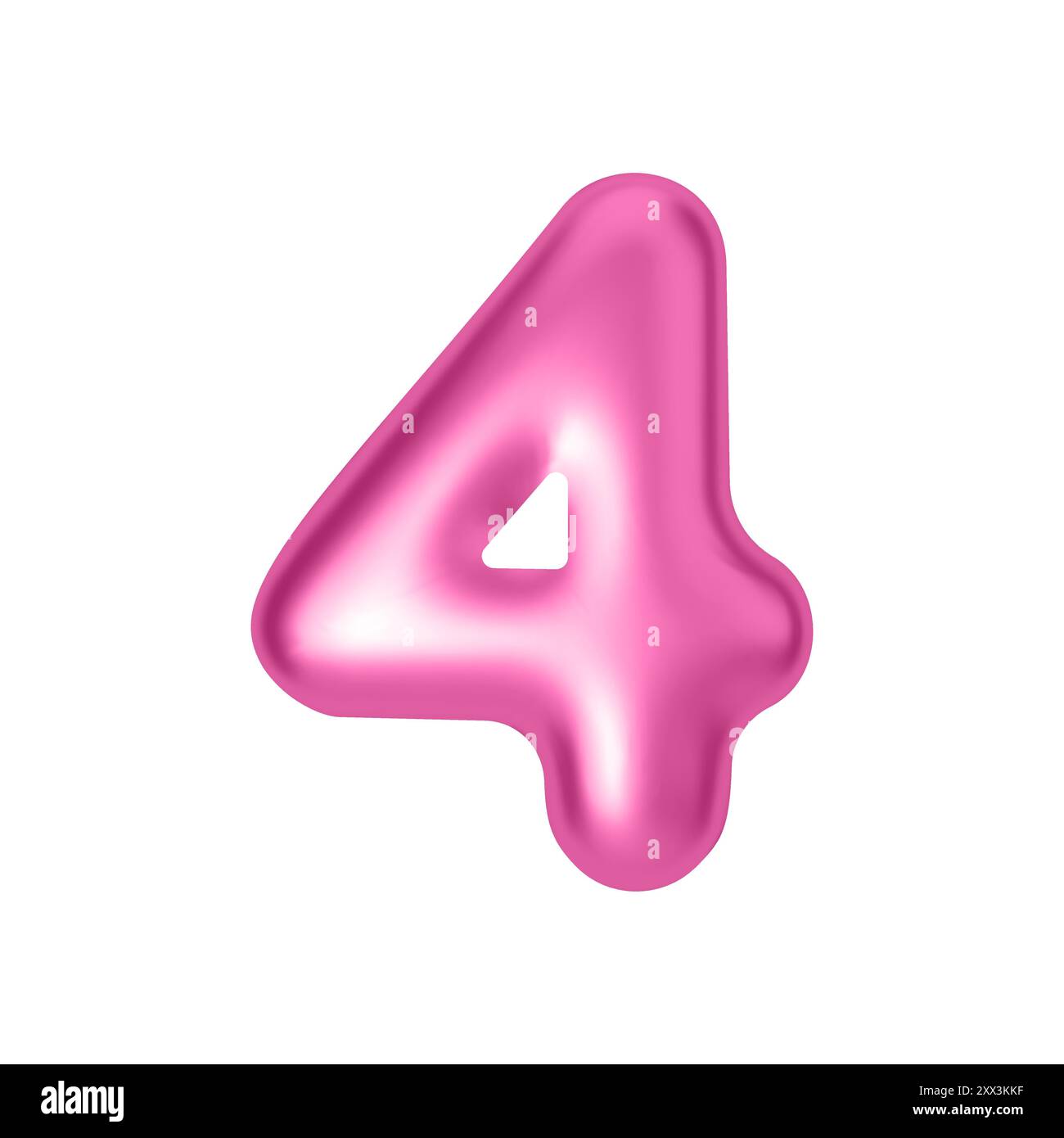 Pink metallic number 4. Foil and latex balloon number four in 3d style ...