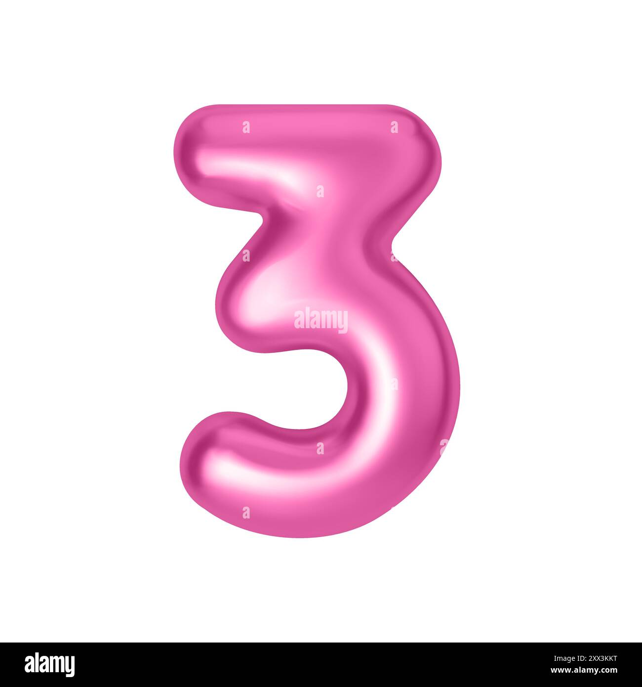 Pink metallic number 3. Foil and latex balloon number three in 3d style ...
