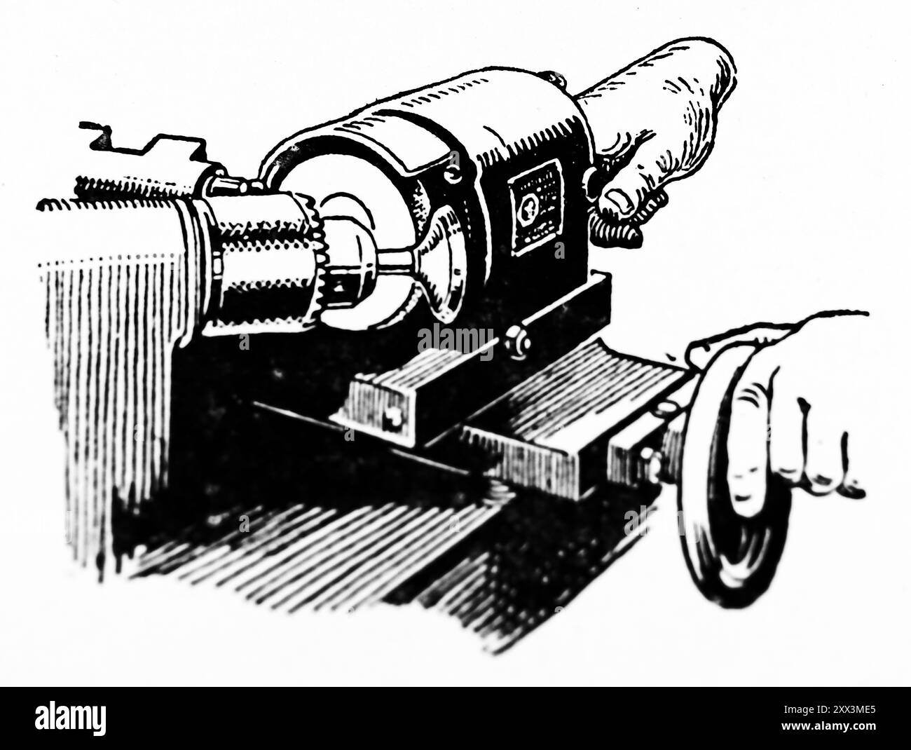 Method of grinding petrol engine valves. This photograph is from a ...