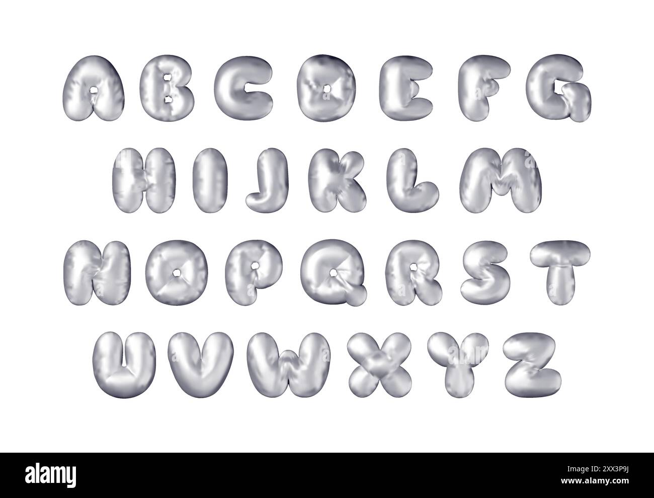 3d silver metallic alphabet balloon set Stock Vector Image & Art - Alamy