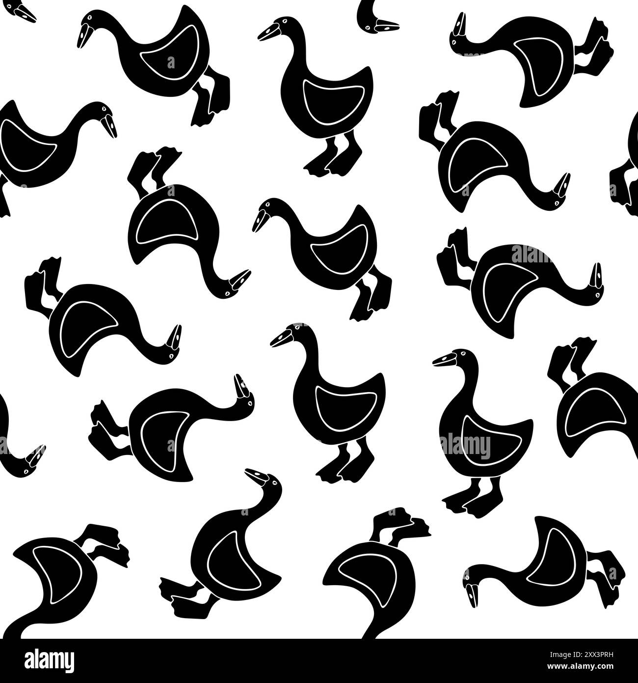 Vector illustration of a pattern with geese on a blue background Stock ...