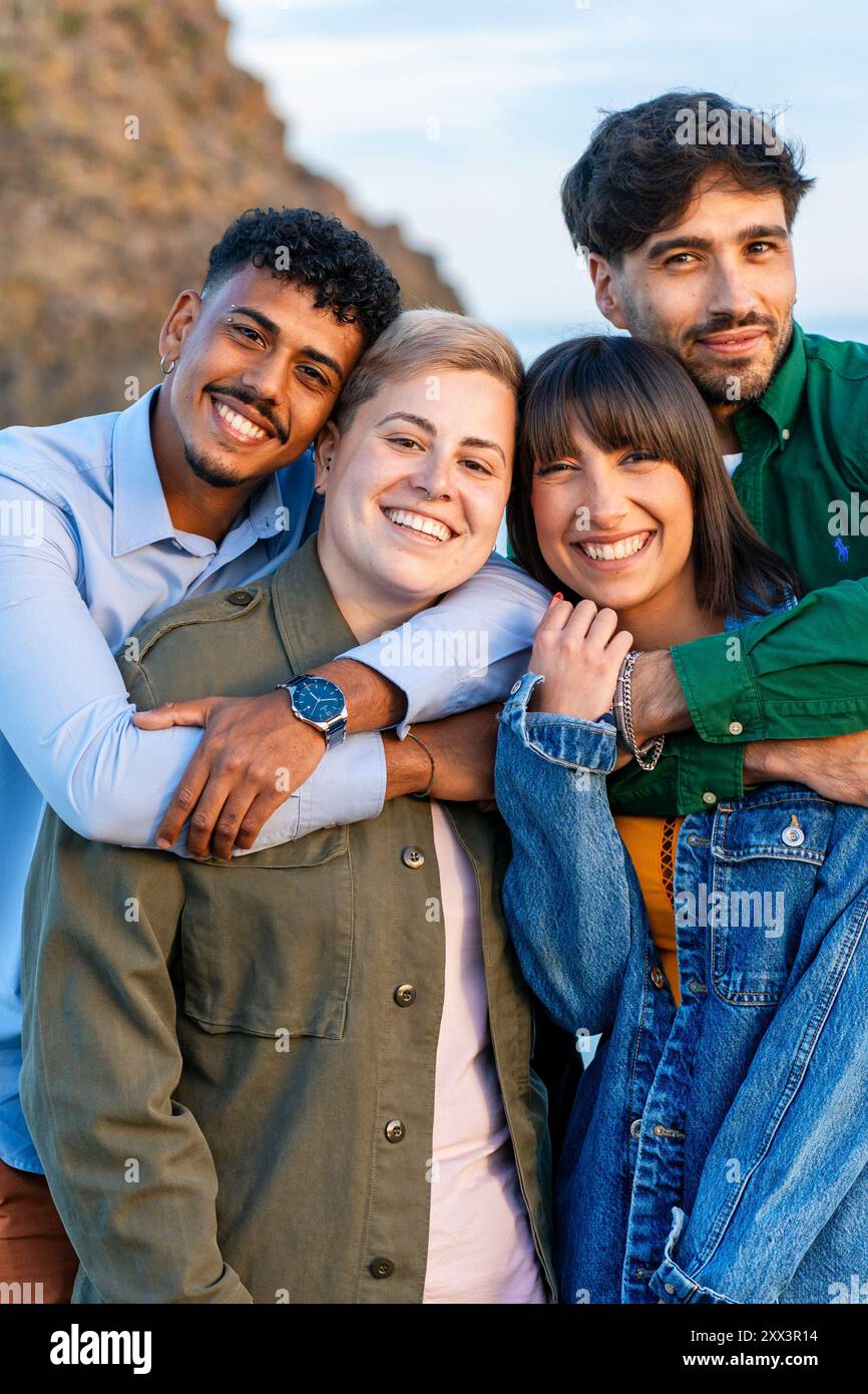 Joyful group friends captures hi-res stock photography and images - Alamy
