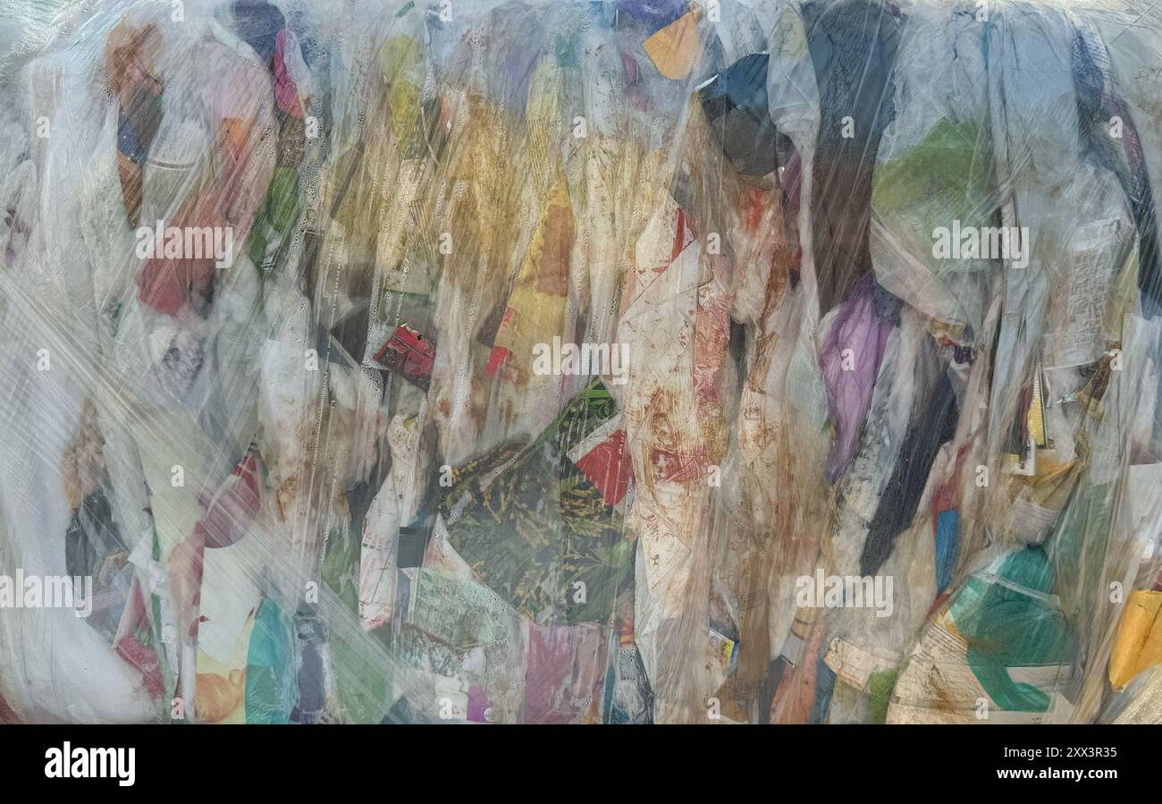 Plastic bottles,compressed into bales and ready for recycling. Zero ...