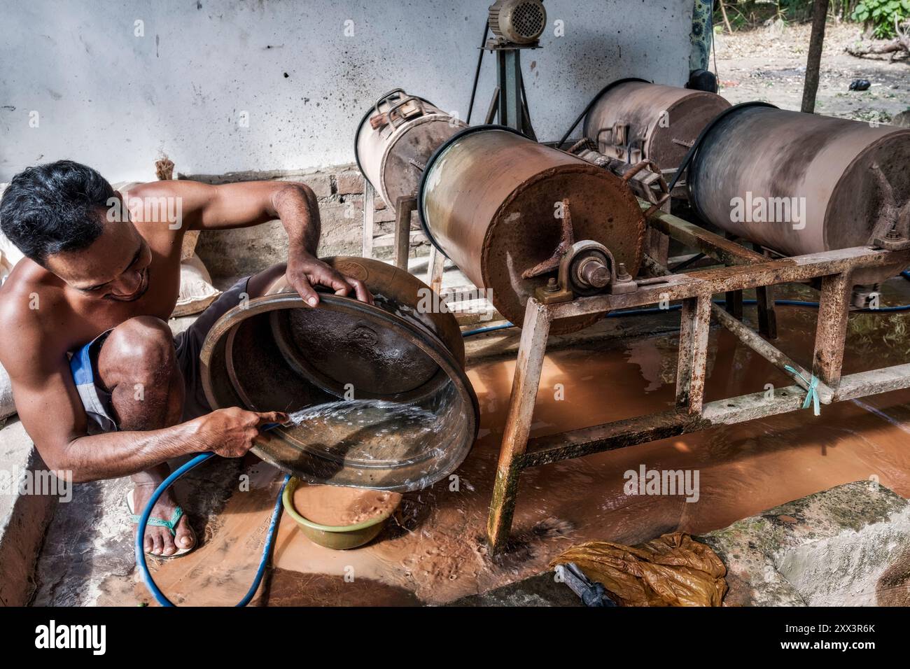 Artisanal gold mining with mercury, Lombok, Indonesia, Asia Stock Photo ...