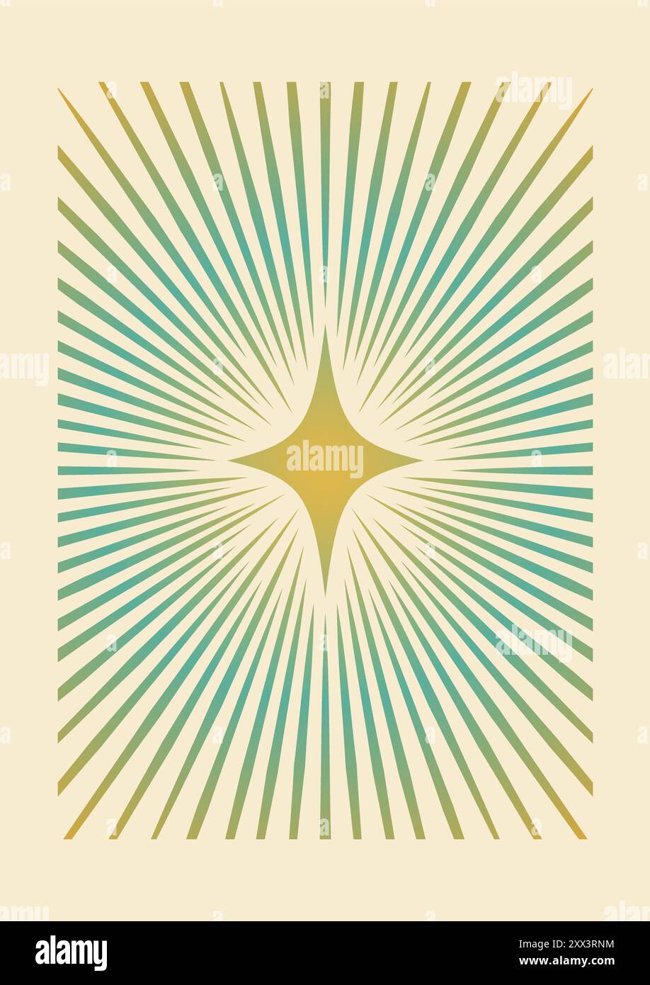 Vertical illustrations with colorful star rays poster. Minimalist ...