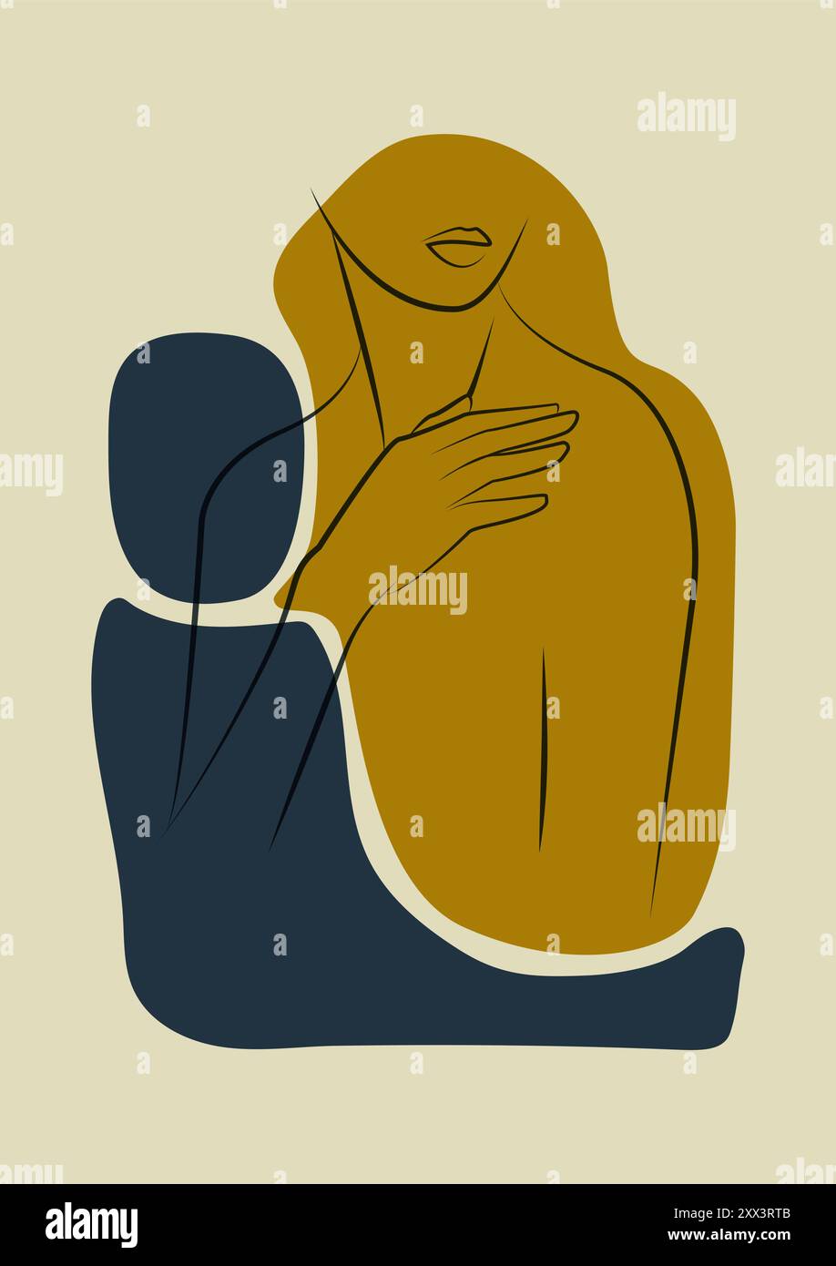 Modern contemporary minimalist woman sketch. Girl hand drawn character ...
