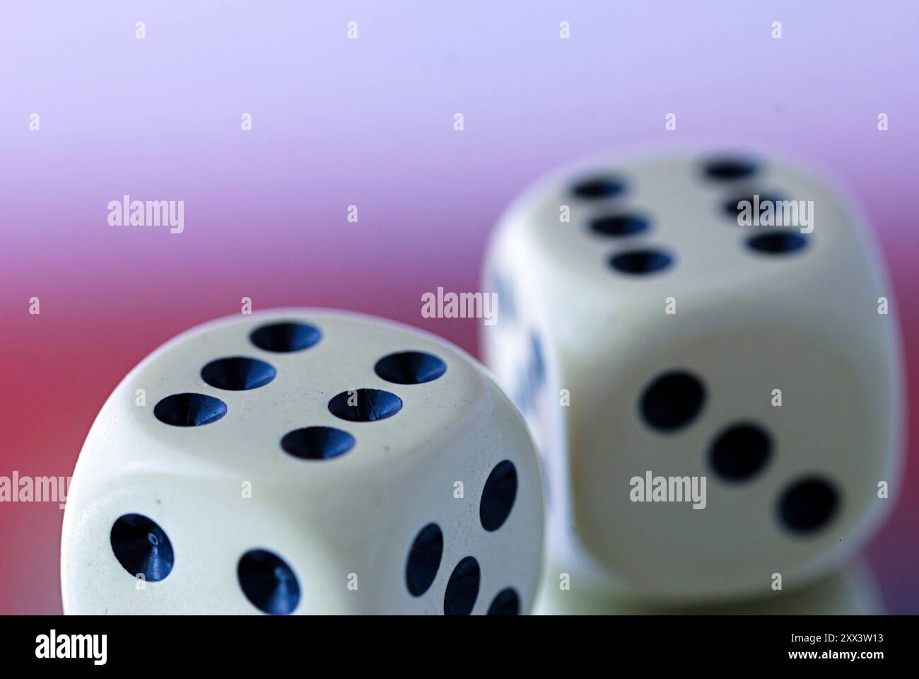 Concept photo of two dice both showing a six Stock Photo - Alamy