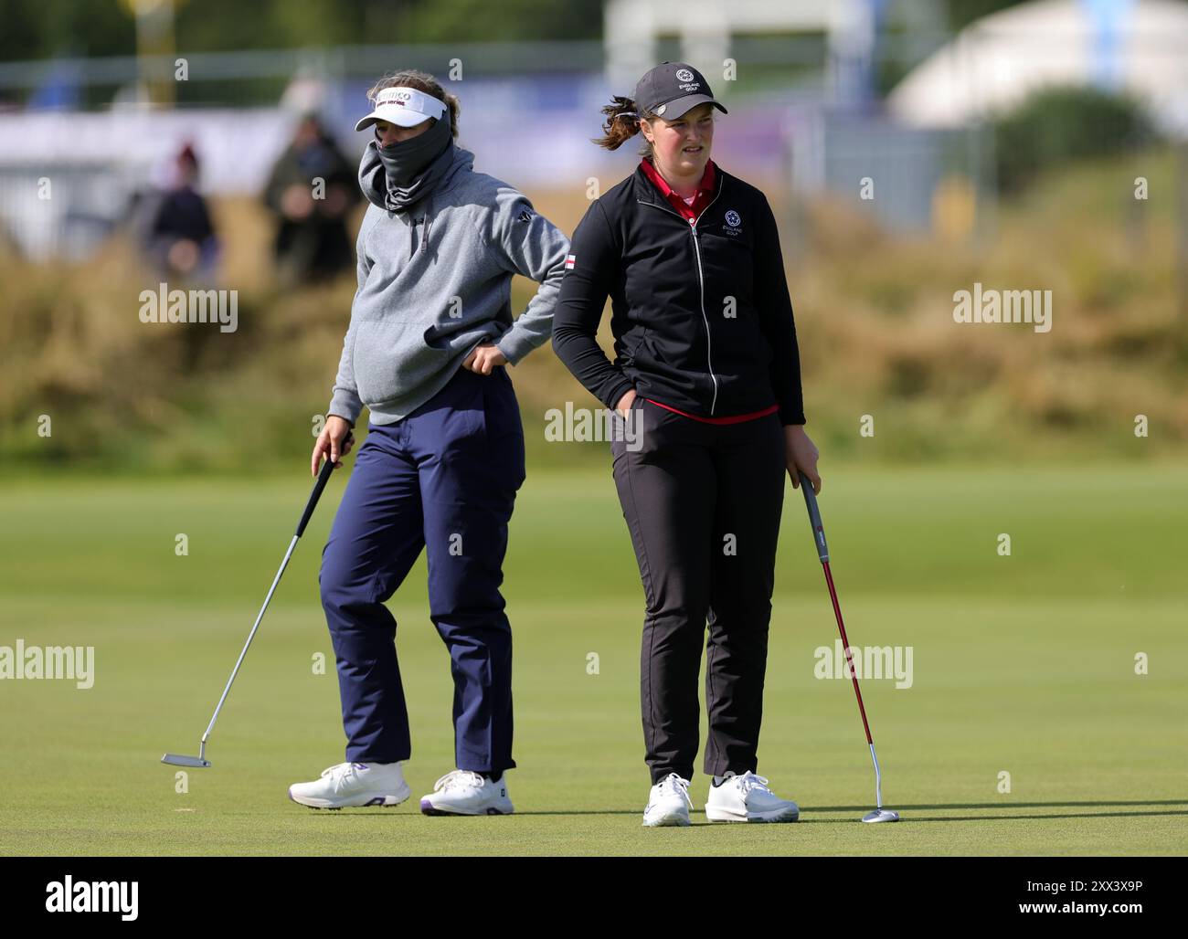 Emily Kristine Pedersen and Lottie Woad (right) during day one of the 2024 AIG Women's Open at ...