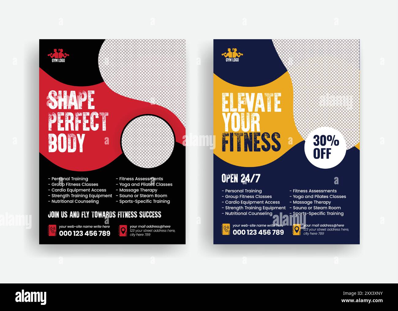 Set of Editable Gym and fitness workout print flyer or poster Stock ...
