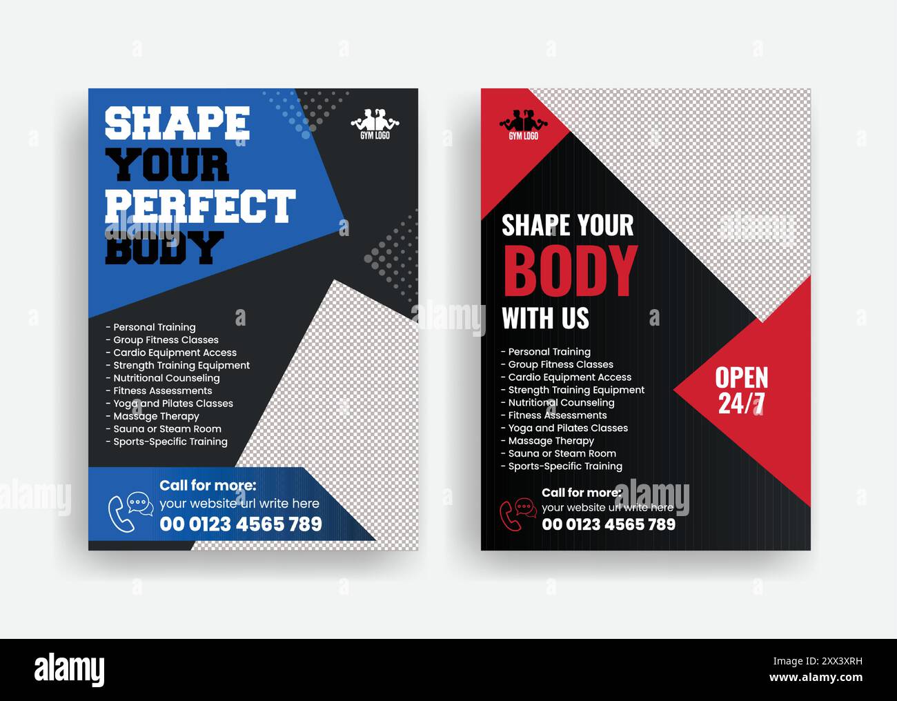 Set of Editable Gym and fitness workout print flyer or poster Stock ...