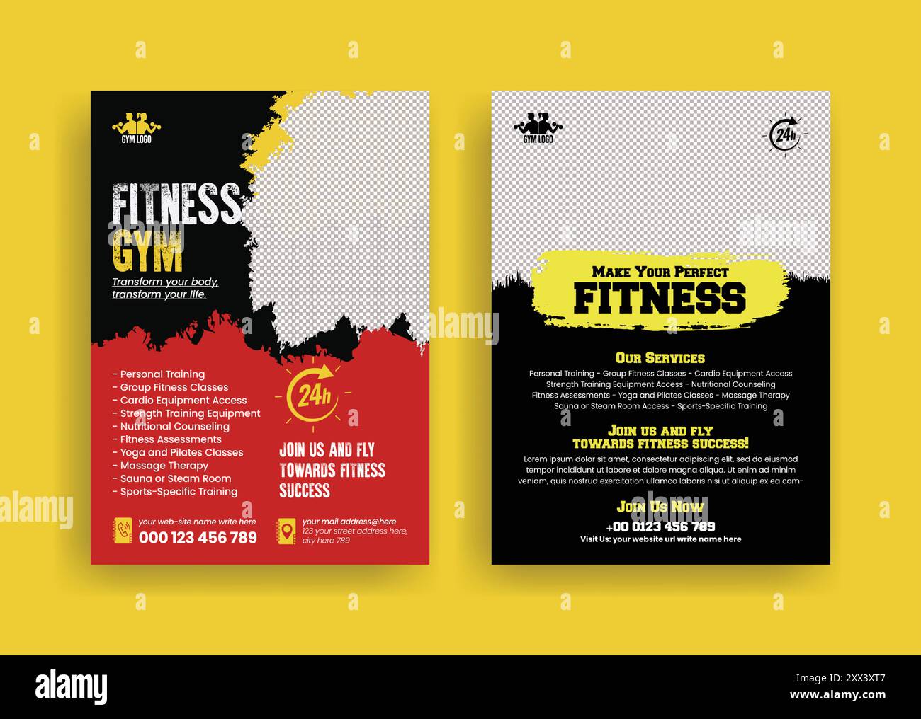 Gym and fitness workout print flyer or poster template design Stock ...