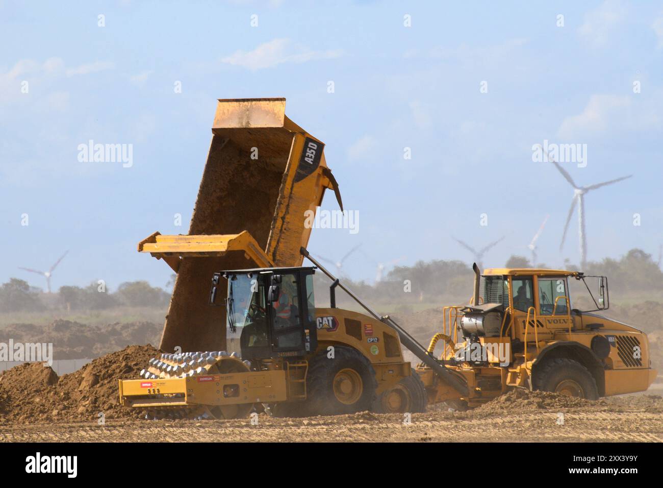 Magdeburg, Germany. 21st Aug, 2024. View of construction machinery ...