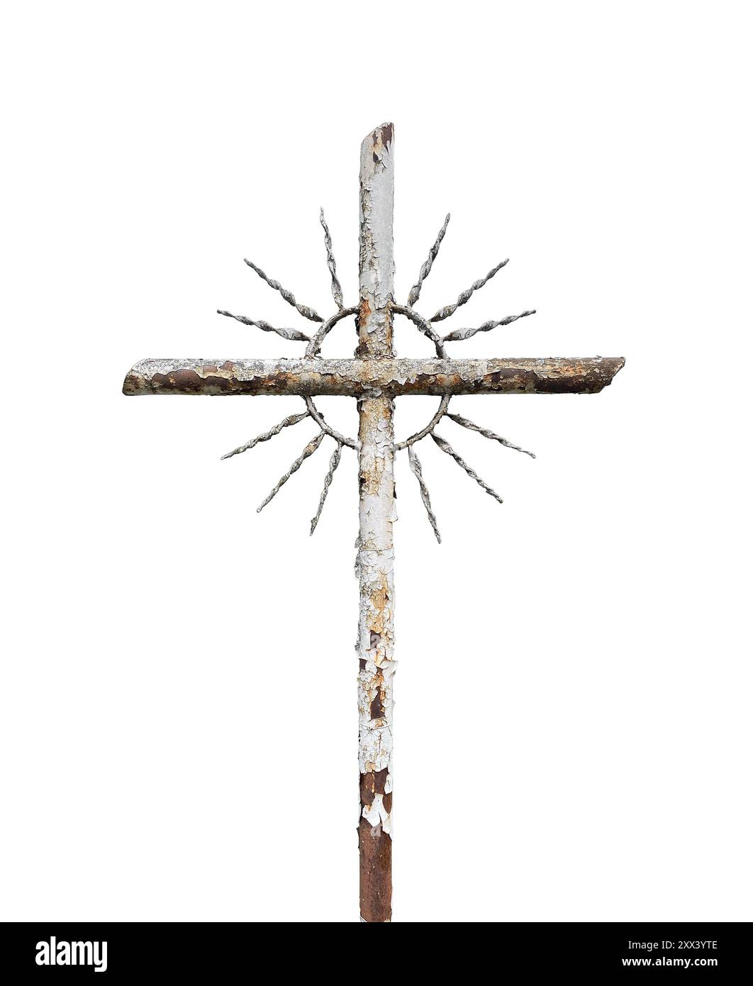 Old metal cross isolated on white background with clipping path Stock ...