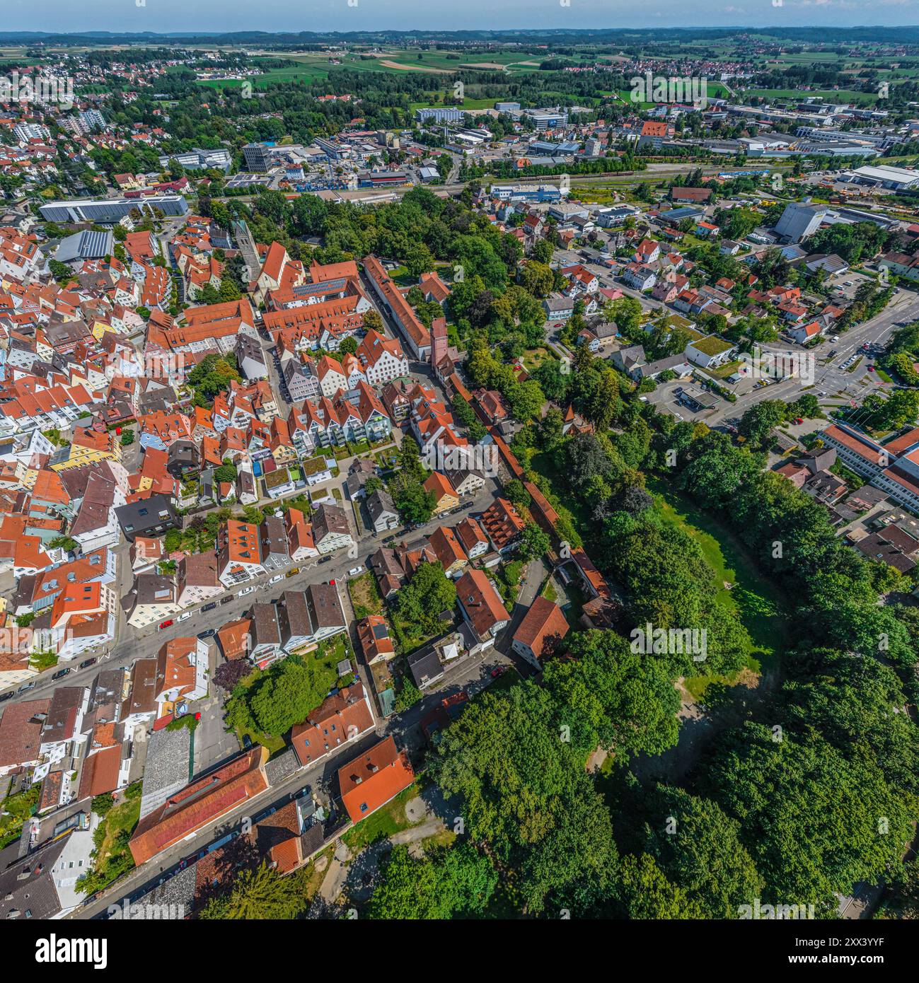 View of the former imperial city of Memmingen in the Danube-Iller ...