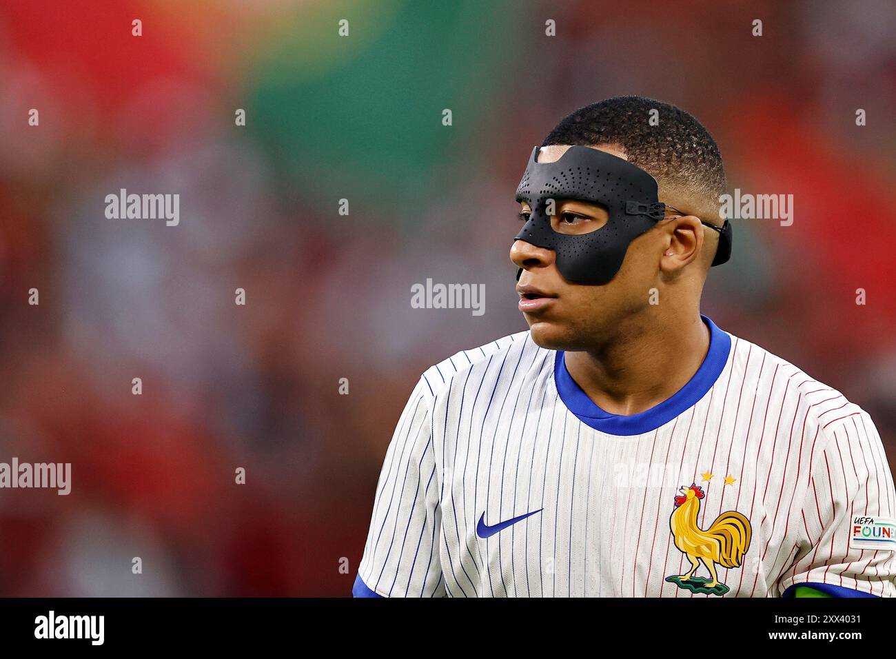 HAMBURG - Kylian Mbappe of France wearing a face mask during the UEFA ...