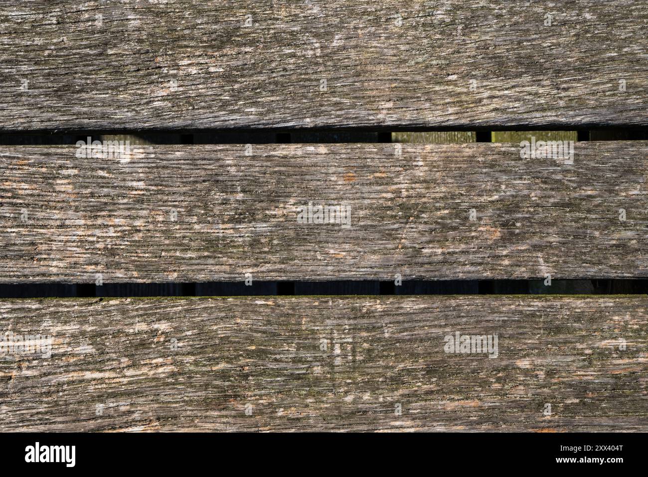 Close up of old abandoned rickety foot bridge. Old wood texture ...