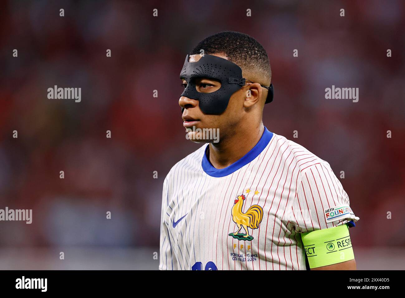HAMBURG - Kylian Mbappe of France wearing a face mask during the UEFA ...